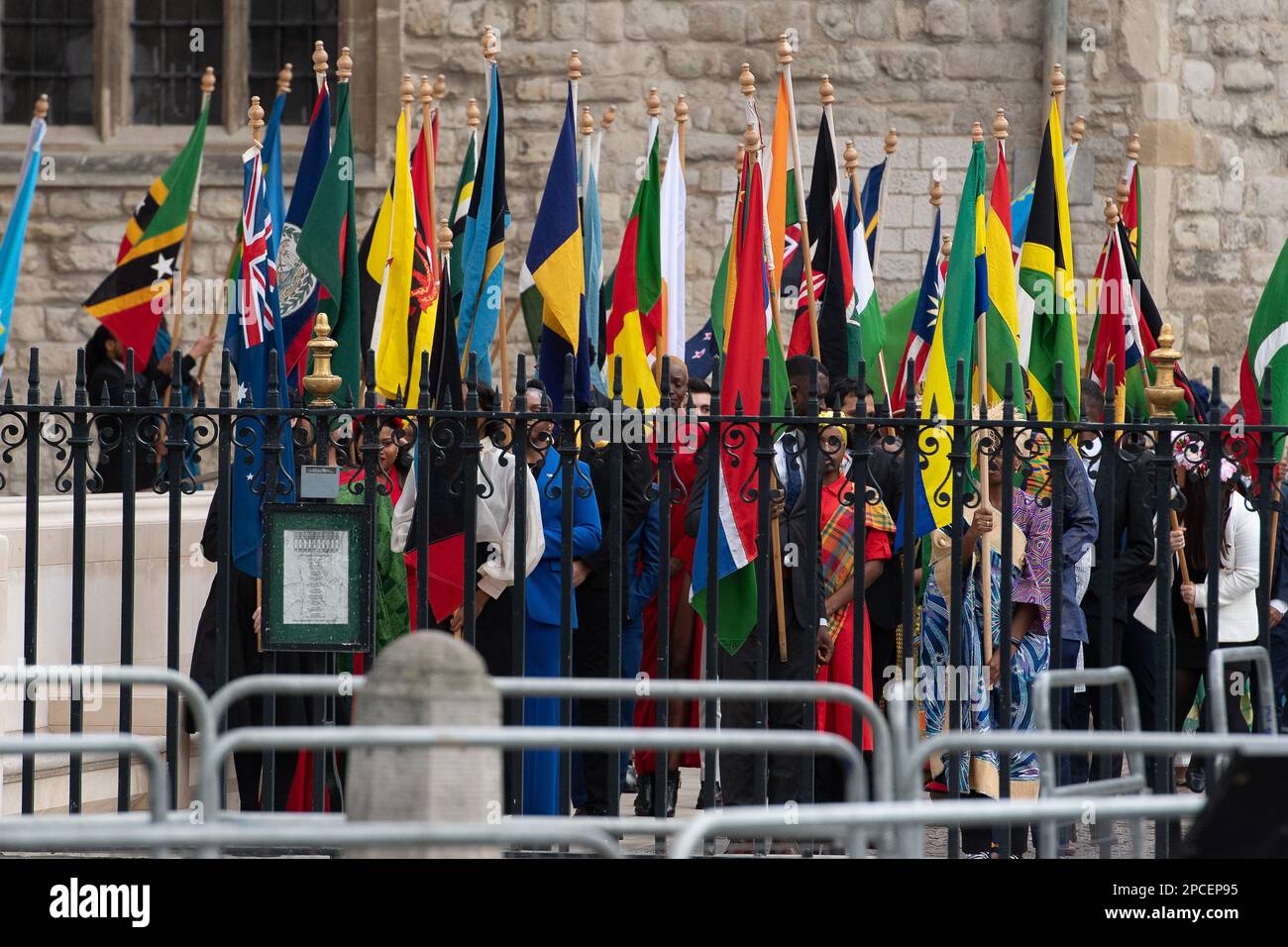 Westminster, London, UK. 13th March, 2023. Colourful Commonwealth Flags ...