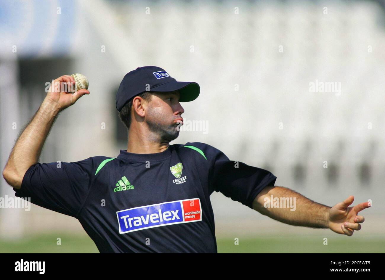 Australian cricket captain Ricky Ponting throws the ball during a ...