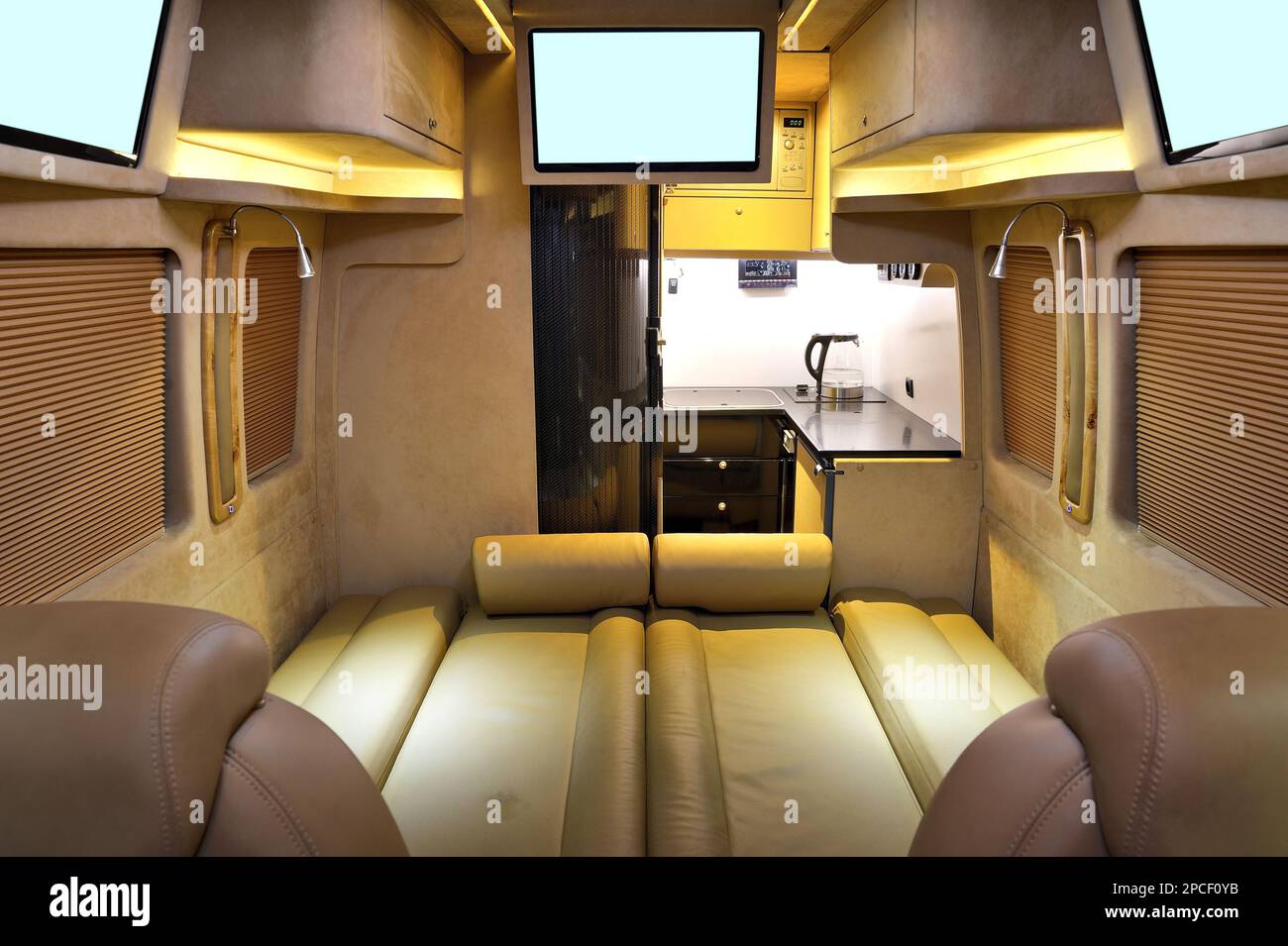 Interior of a luxury private car with leather seats and backrest Stock ...