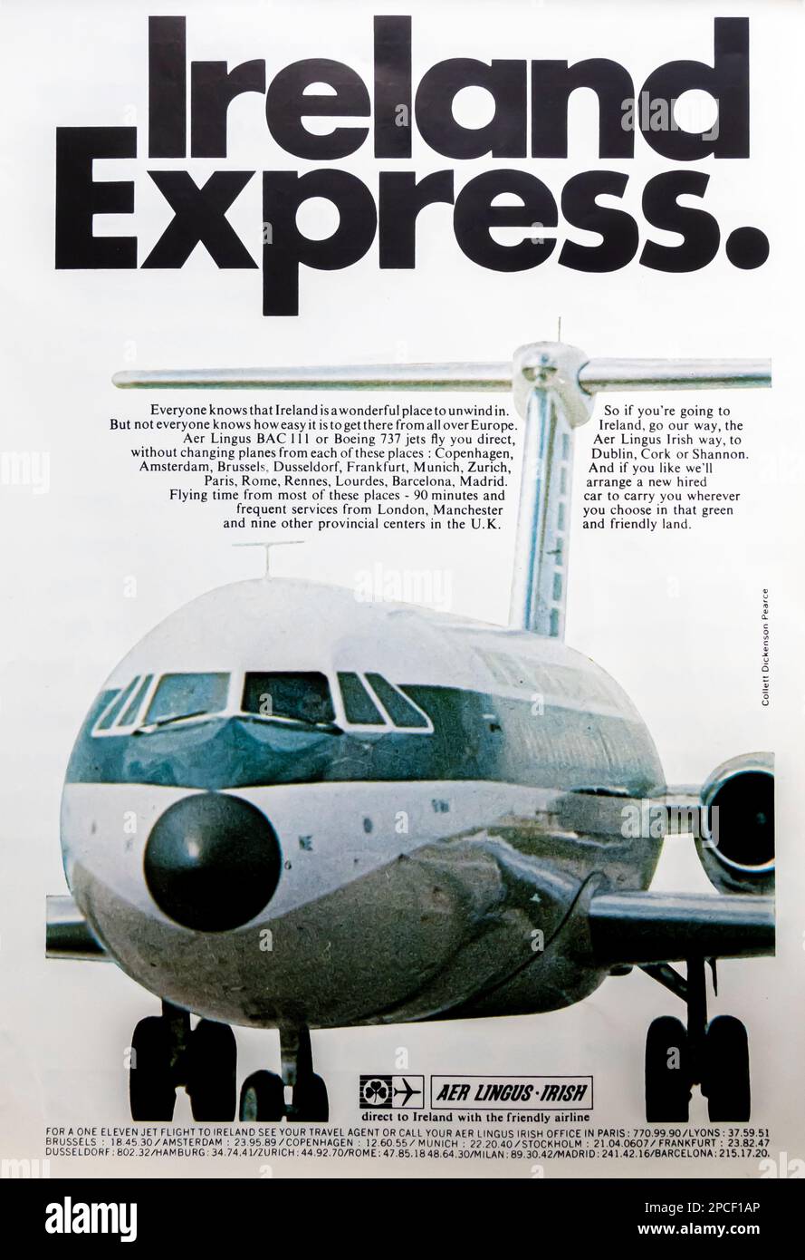 Ireland Express airline advert in a Natgeo magazine September 1969 ...