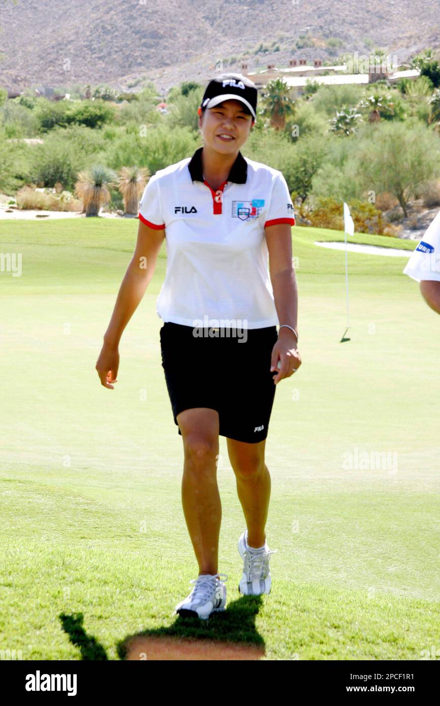 Hee-Won Han of South Korea walks off the fifh green tin the Pro-Am ...