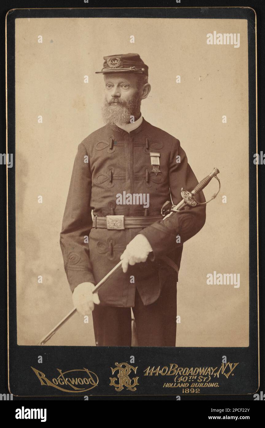 Civil War veteran of Post No. 307 New York City. in uniform with badge ...
