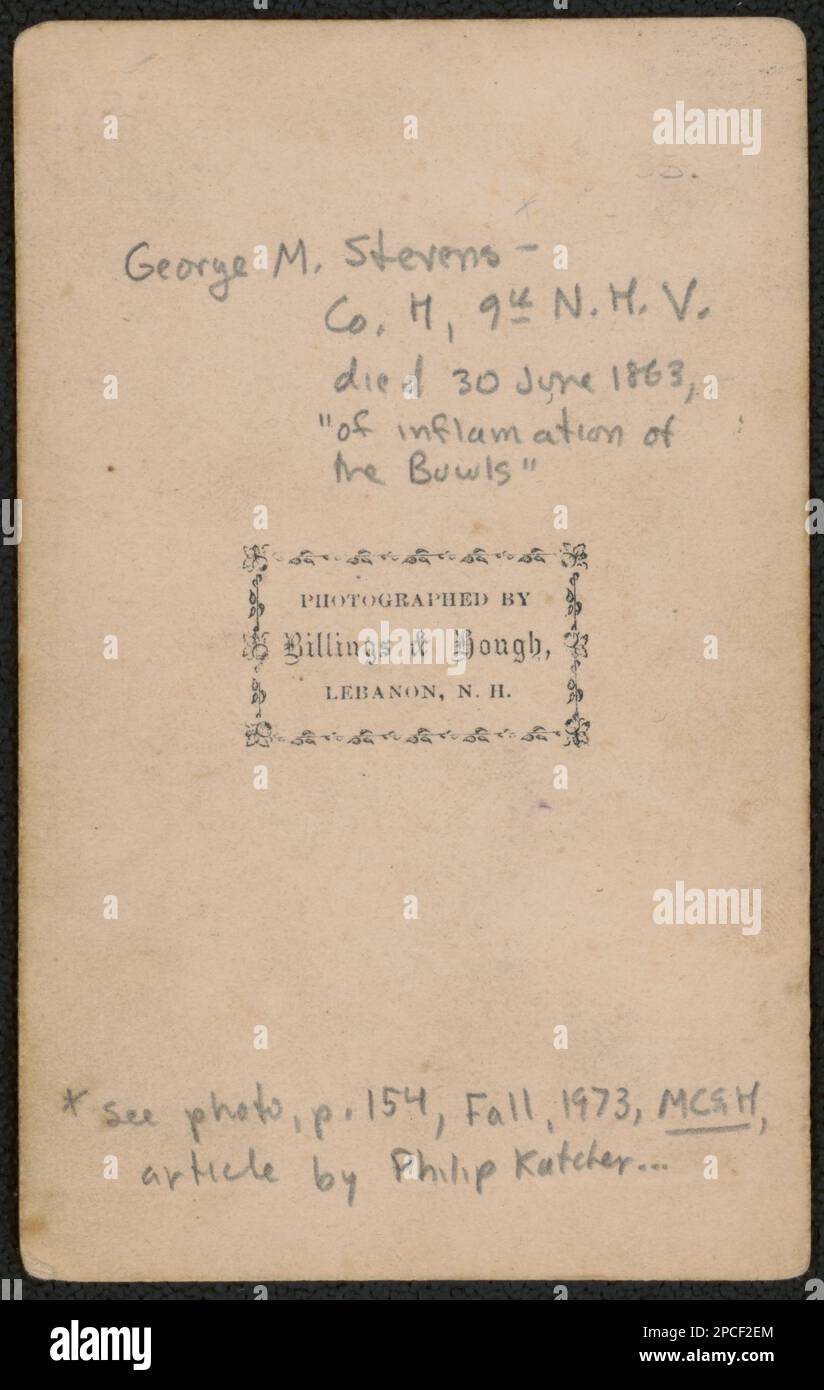 Private George M. Stevens of Co. H, 9th New Hampshire Infantry Regiment ...