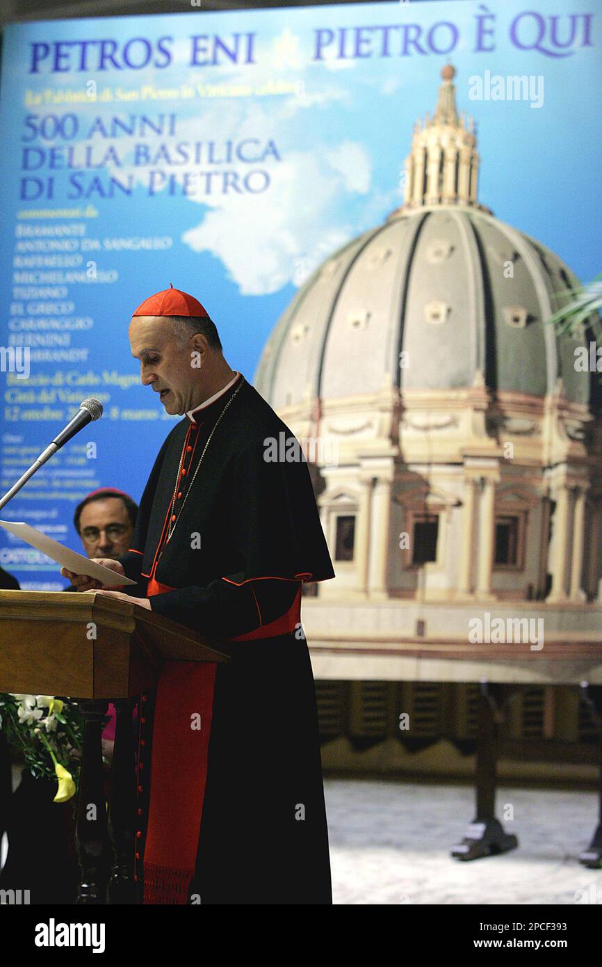 Vatican Secretary of State Cardinal Tarcisio Bertone, delivers his ...