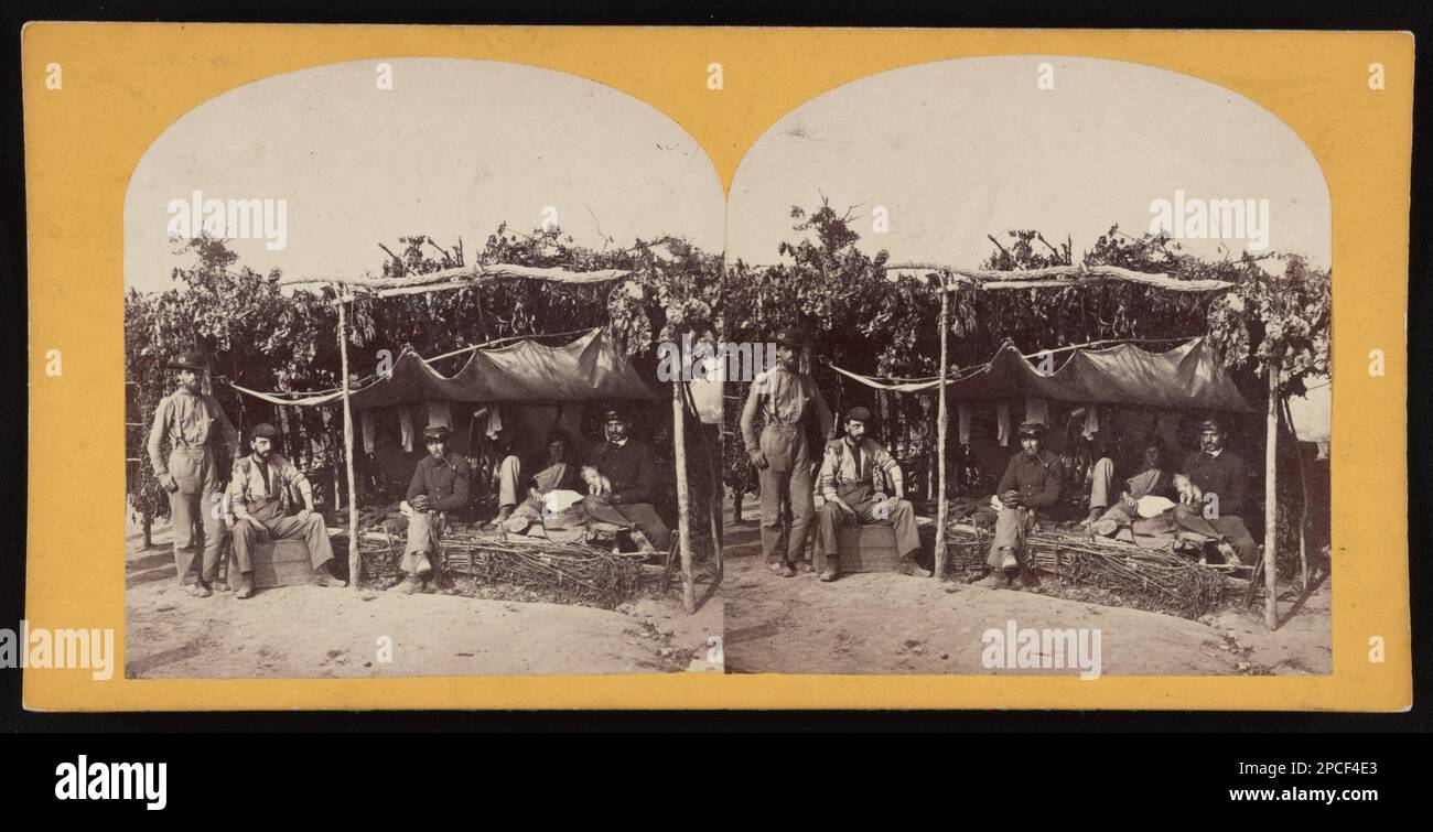 Soldiers from the 134th Illinois Volunteer Infantry in front of tent at ...