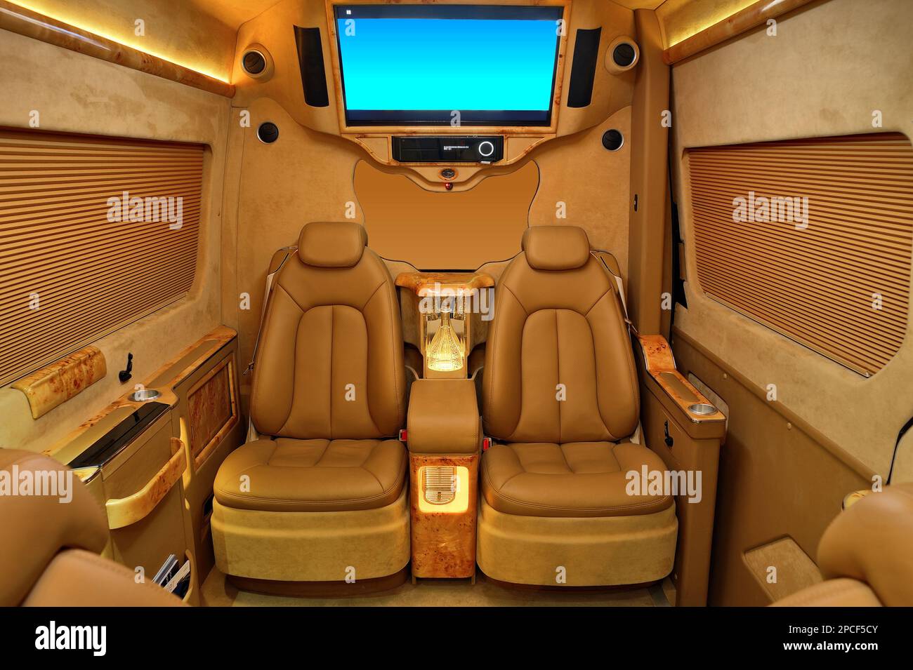 Interior of a luxury private car with leather seats and backrest Stock ...