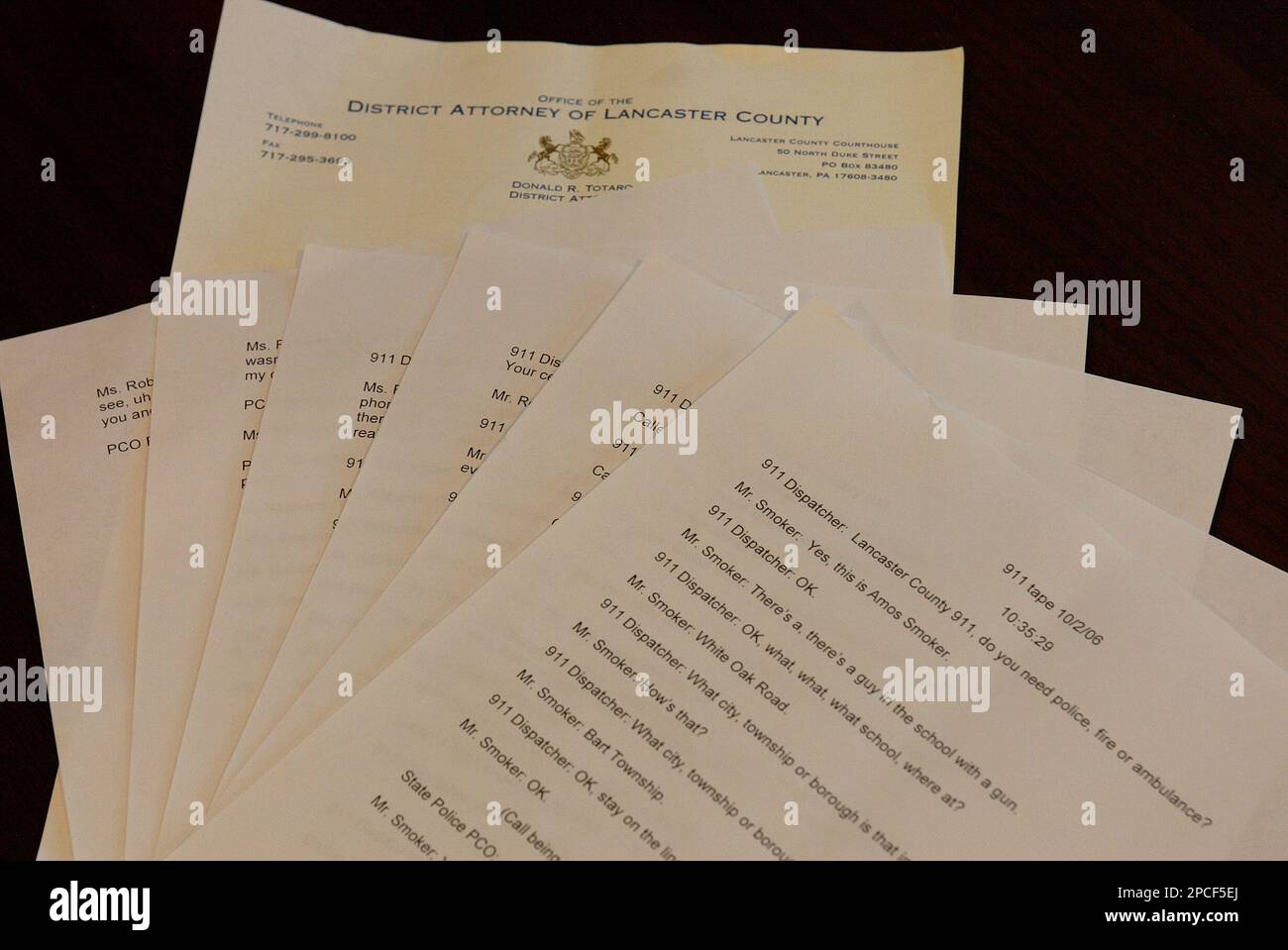 Copies of the transcripts of the 911 calls made to Lancaster County ...