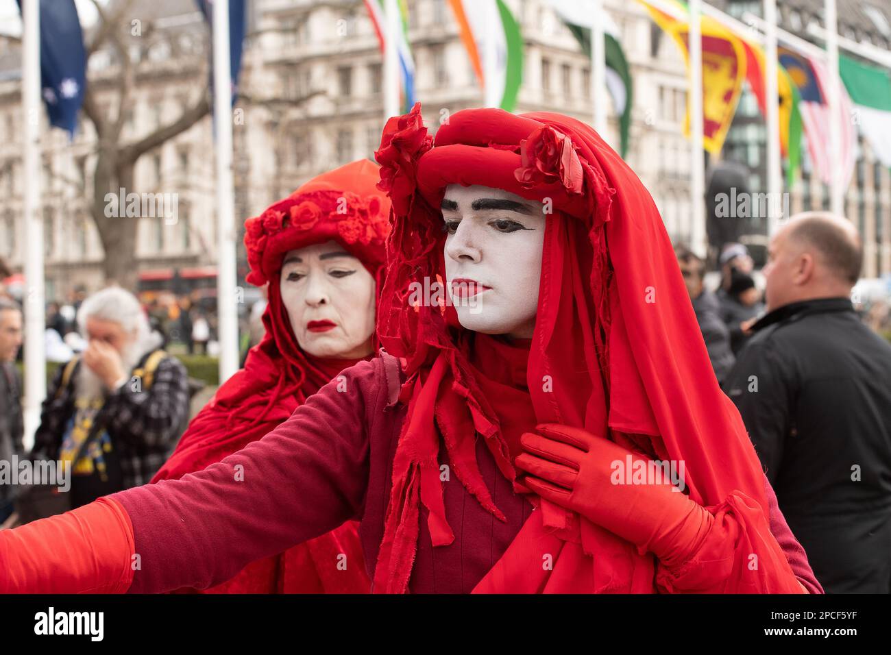 London, UK. 13th March, 2023. The Red Rebels Brigade (pictured) joined ...