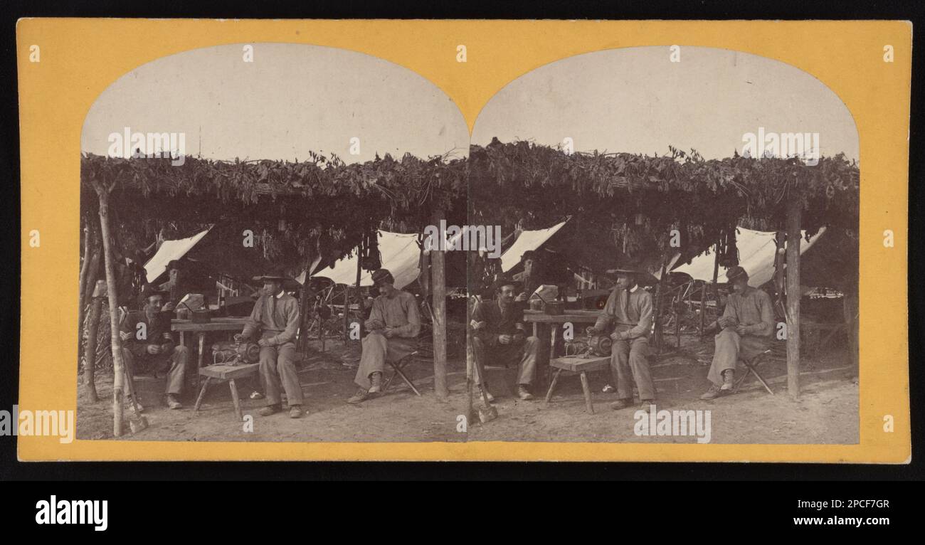 Soldiers from the 134th Illinois Volunteer Infantry sitting around ...