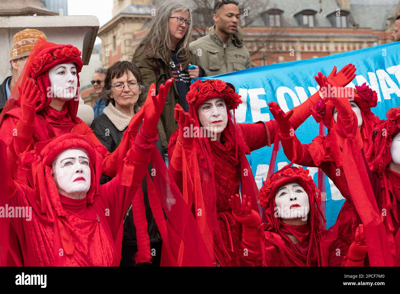 London, UK. 13th March, 2023. The Red Rebels Brigade (pictured) joined ...