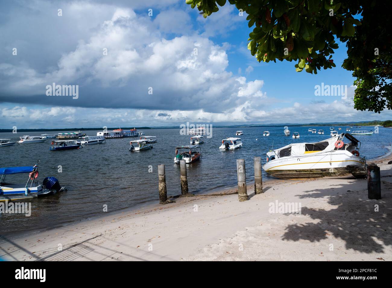Salvador, Bahia, Brazil - January 19, 2023: Boats stopped in the port ...