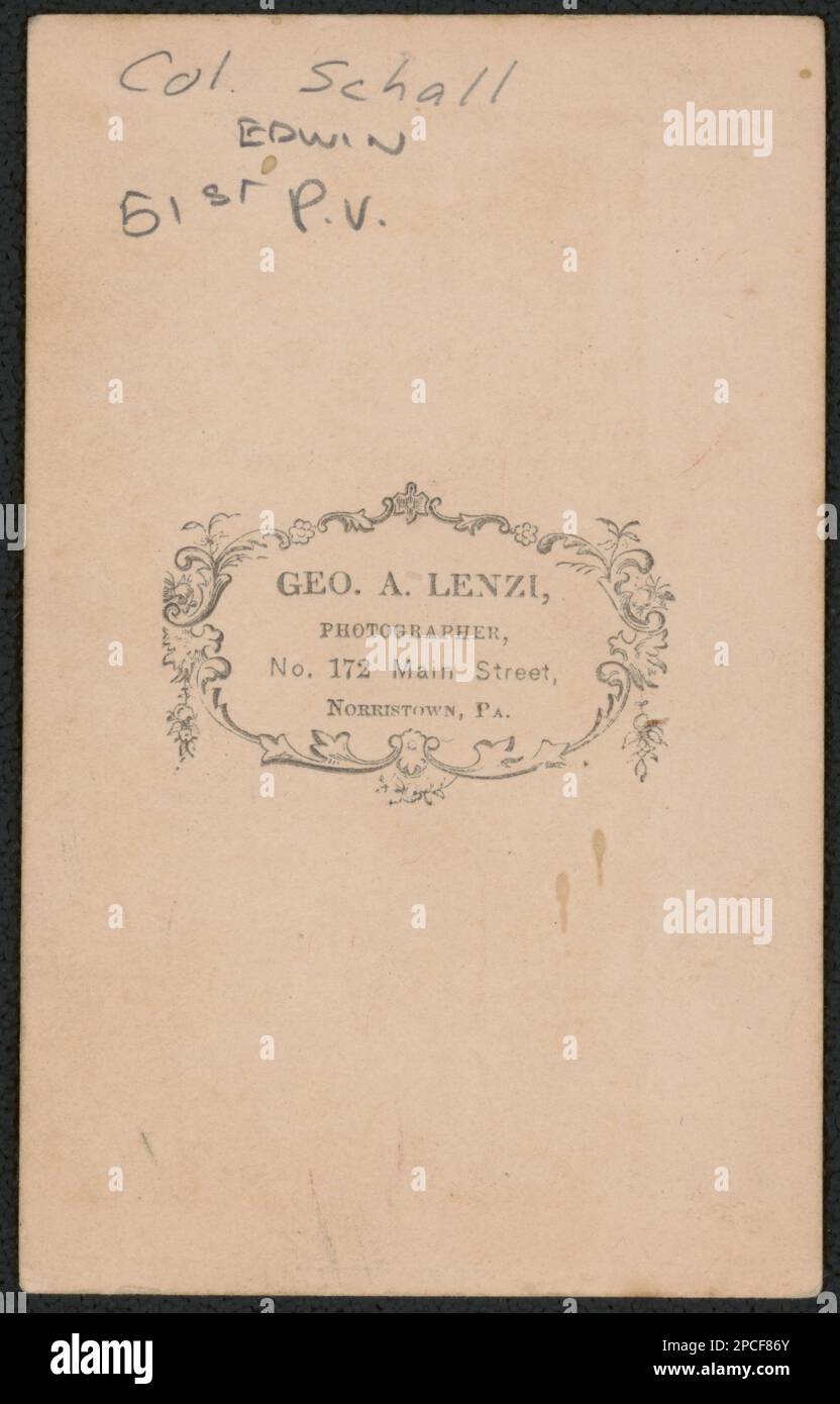Lieutenant Colonel Edwin Schall of 4th Pennsylvania Infantry Regiment ...
