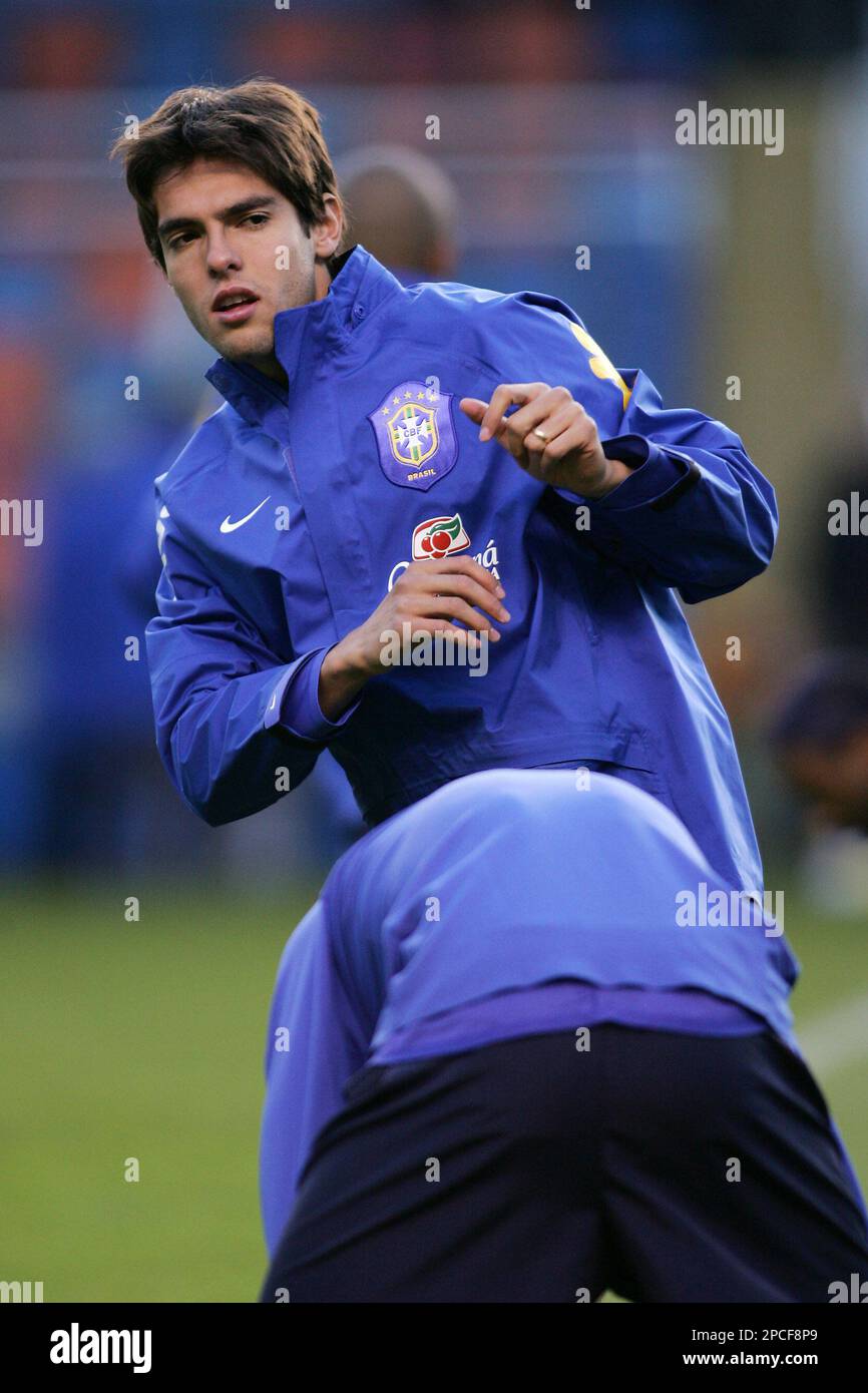Brazil's Kaka stretches during a training session at the Rasunda ...