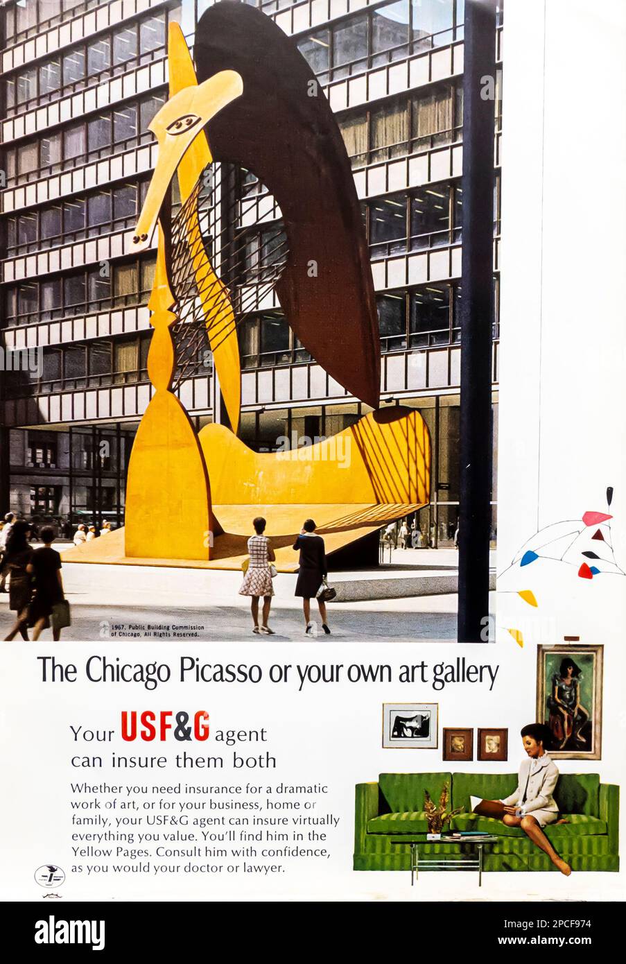 USF&G insurance advert in a Natgeo magazine July 1968 Stock Photo - Alamy