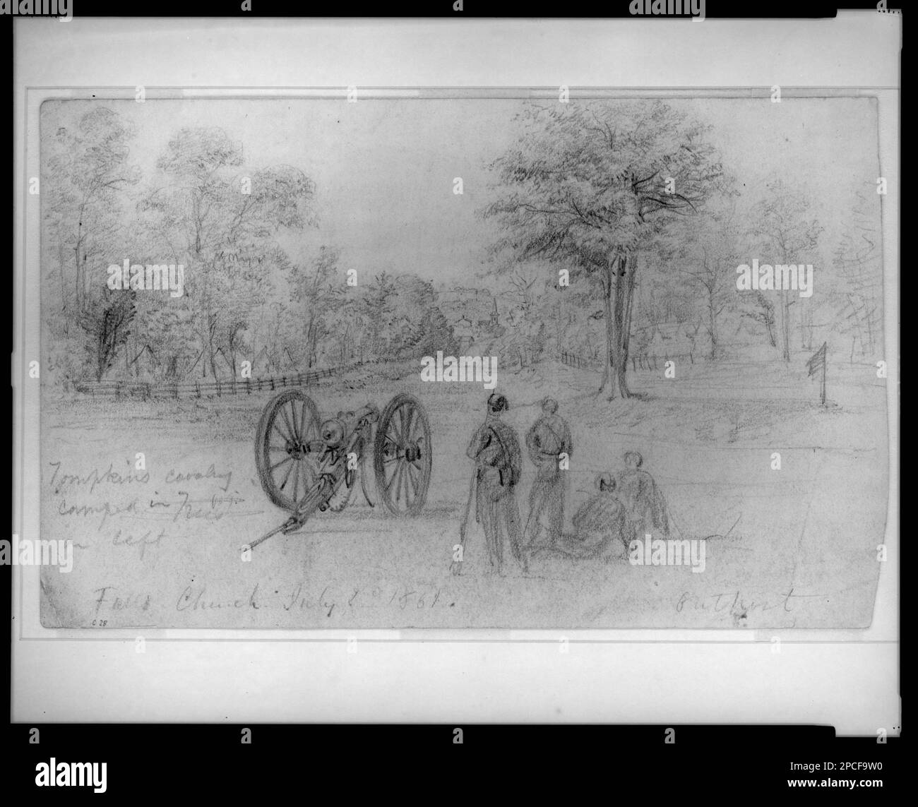 Falls Church, July 1st, 1861, Outpost. Morgan collection of Civil War drawings. Tompkins ...