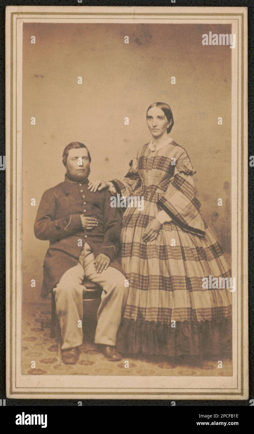 Unidentified soldier in Union uniform with unidentified woman, probably his wife. Liljenquist ...