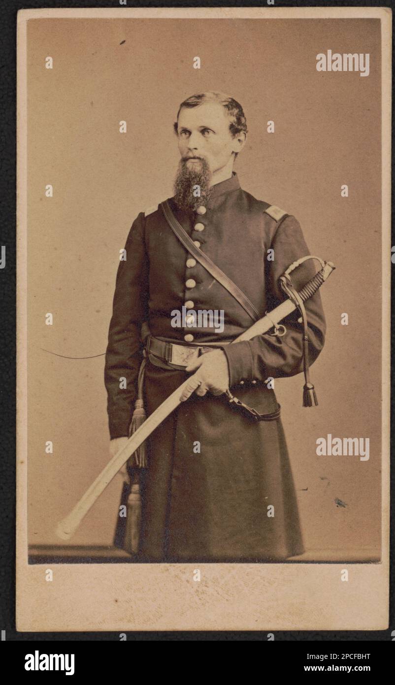 Lieutenant Hillary Beyer of Co. H, 90th Pennsylvania Infantry Regiment, in uniform with sword ...