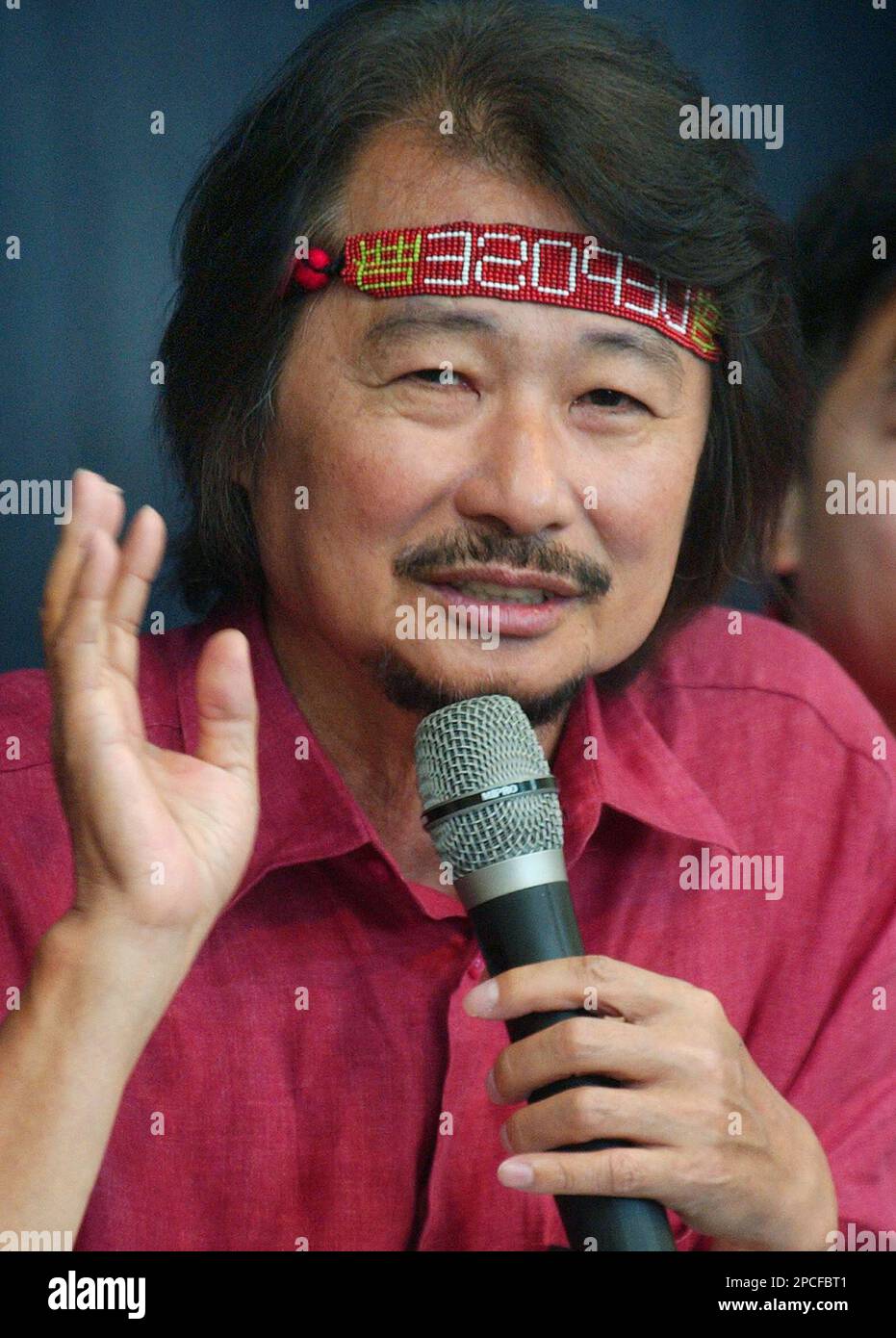 Taiwan's veteran human rights activist Shih Ming-teh holds a press conference describing his ...