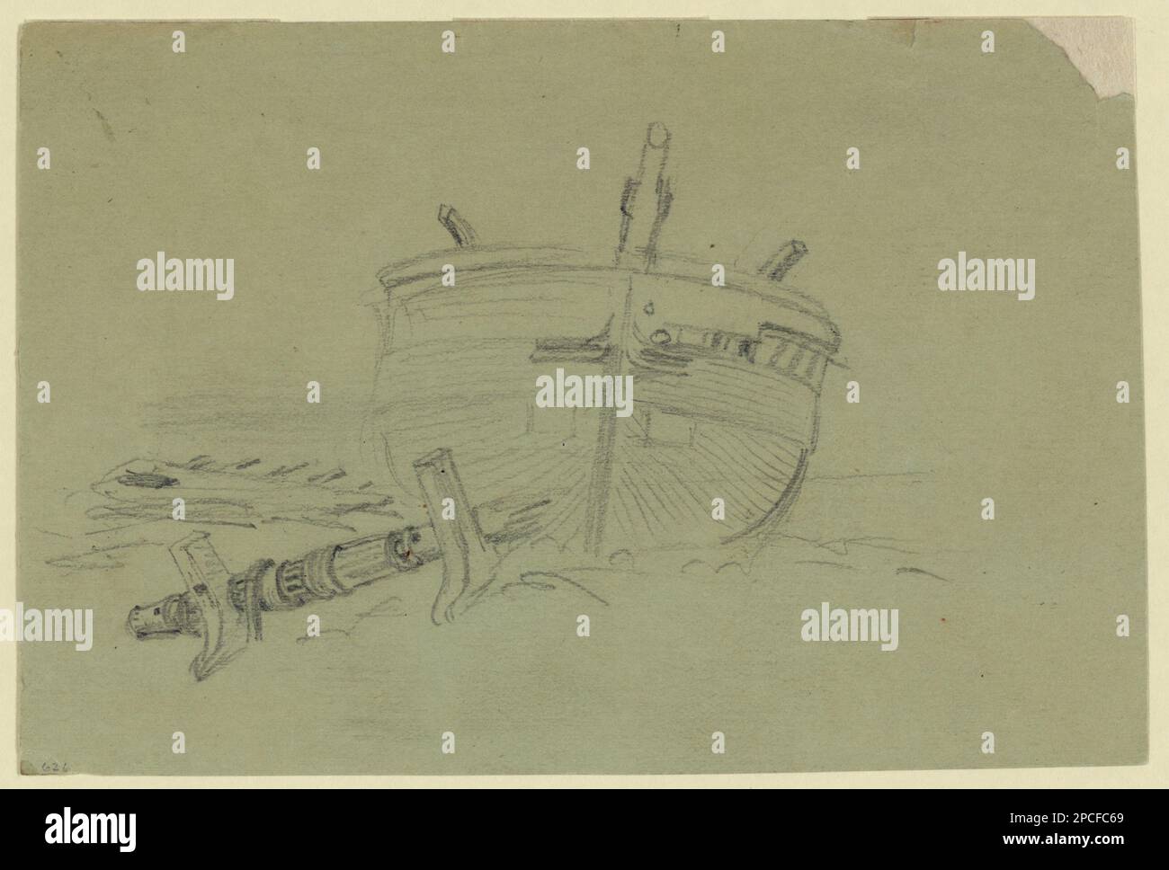 A wrecked boat. Morgan collection of Civil War drawings. Ships, 1860 ...