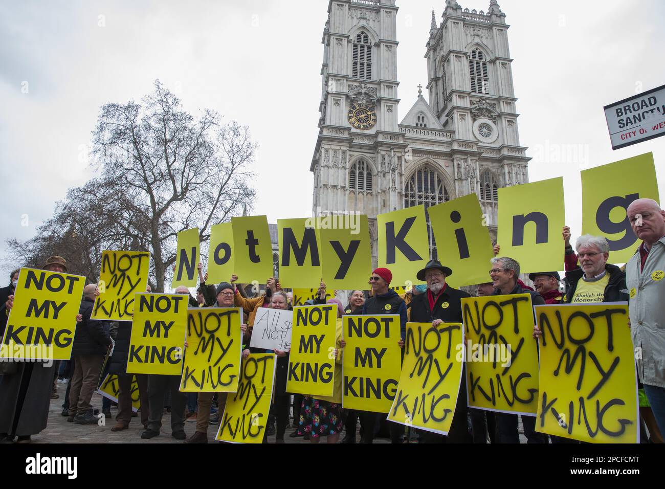 London, UK. 13th March, 2023. Anti-monarchists from Republic protest ...
