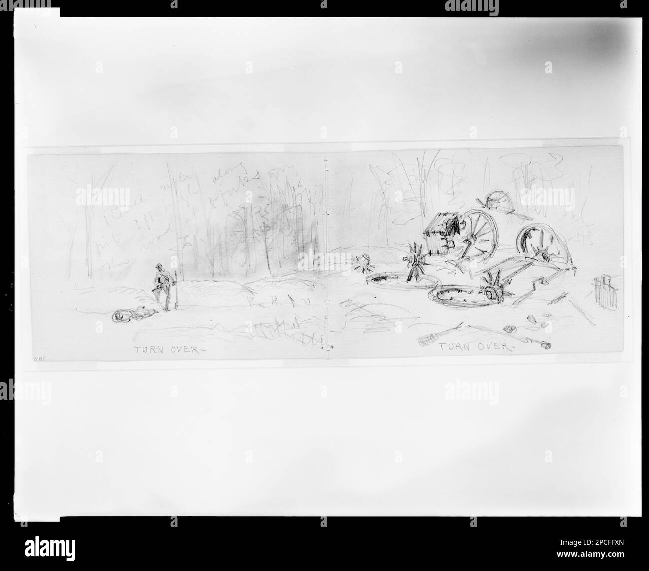 Rebel rifle pit 3 ft high along the road at 5 forks. Morgan collection ...