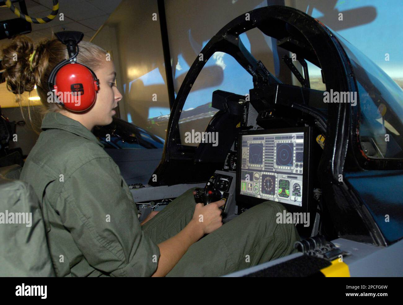 National Museum of Naval Aviation F-14 flight simulator operator Amelia ...
