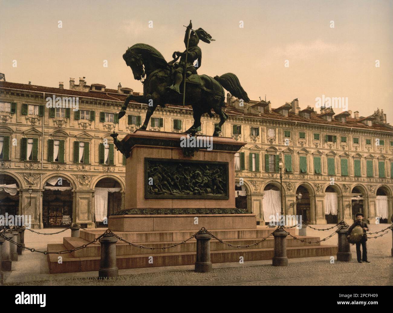 1900 ca. , TORINO, ITALY : The monument to EMMANUEL FILIBERT of SAVOY ...