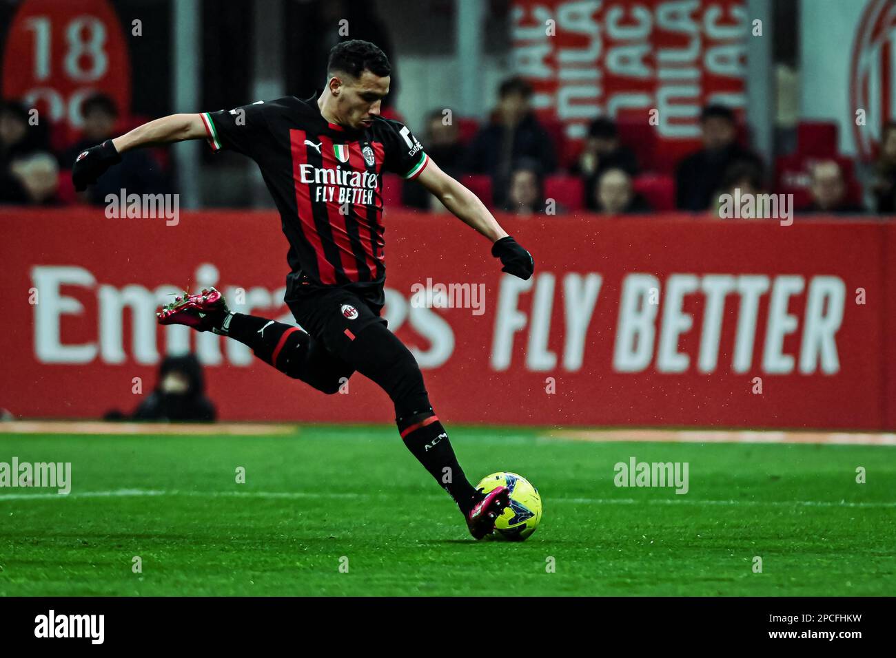 Milan, Italy. 13th Mar, 2023. Ismael Bennacer of AC Milan shoots during ...