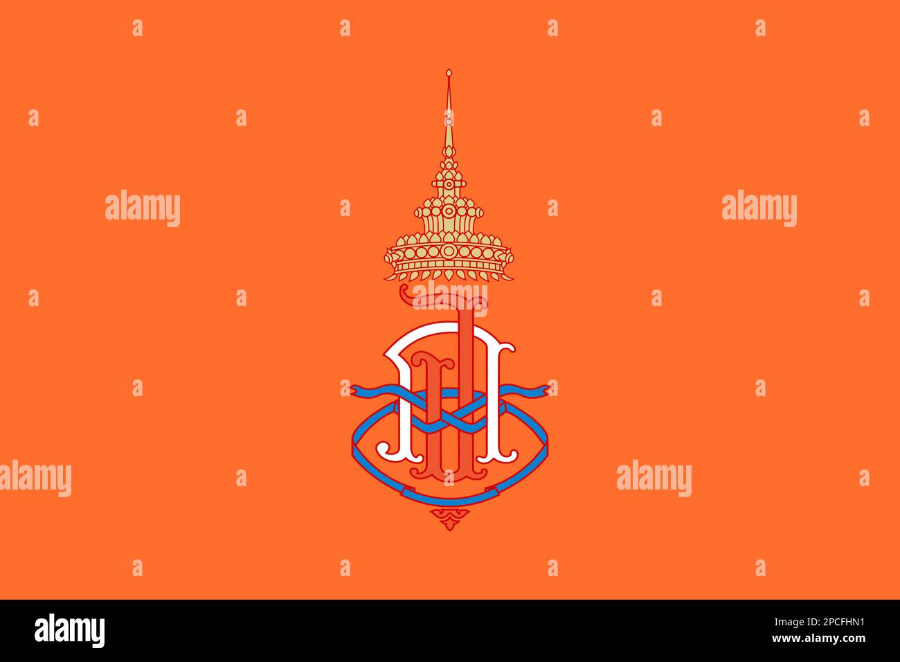 Top view of flag Royal Princess Chulabhorn Walailak Thailand. Thai travel and patriot concept ...