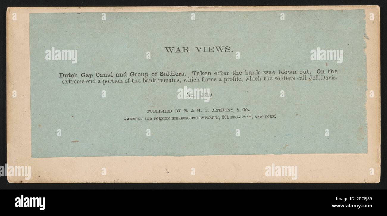 Dutch Gap Canal and group of soldiers / published by E. & H.T. Anthony ...