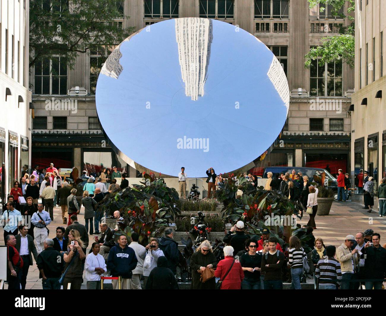 The "Sky Mirror" a sculpture by artist Anish Kapoor is seen, Thursday ...
