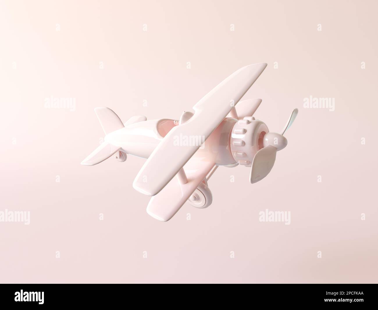 Monochrome light beige airplane toy. Cartoon clay style little cornhusker. A toy of an isolated ...