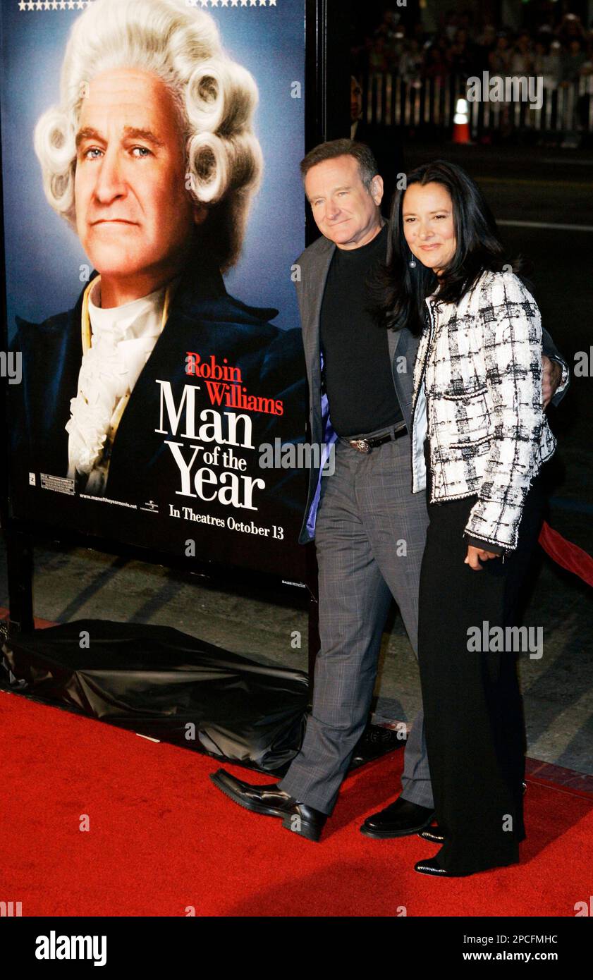 Actor Robin Williams, left, poses with his wife Marsha Garces Williams ...
