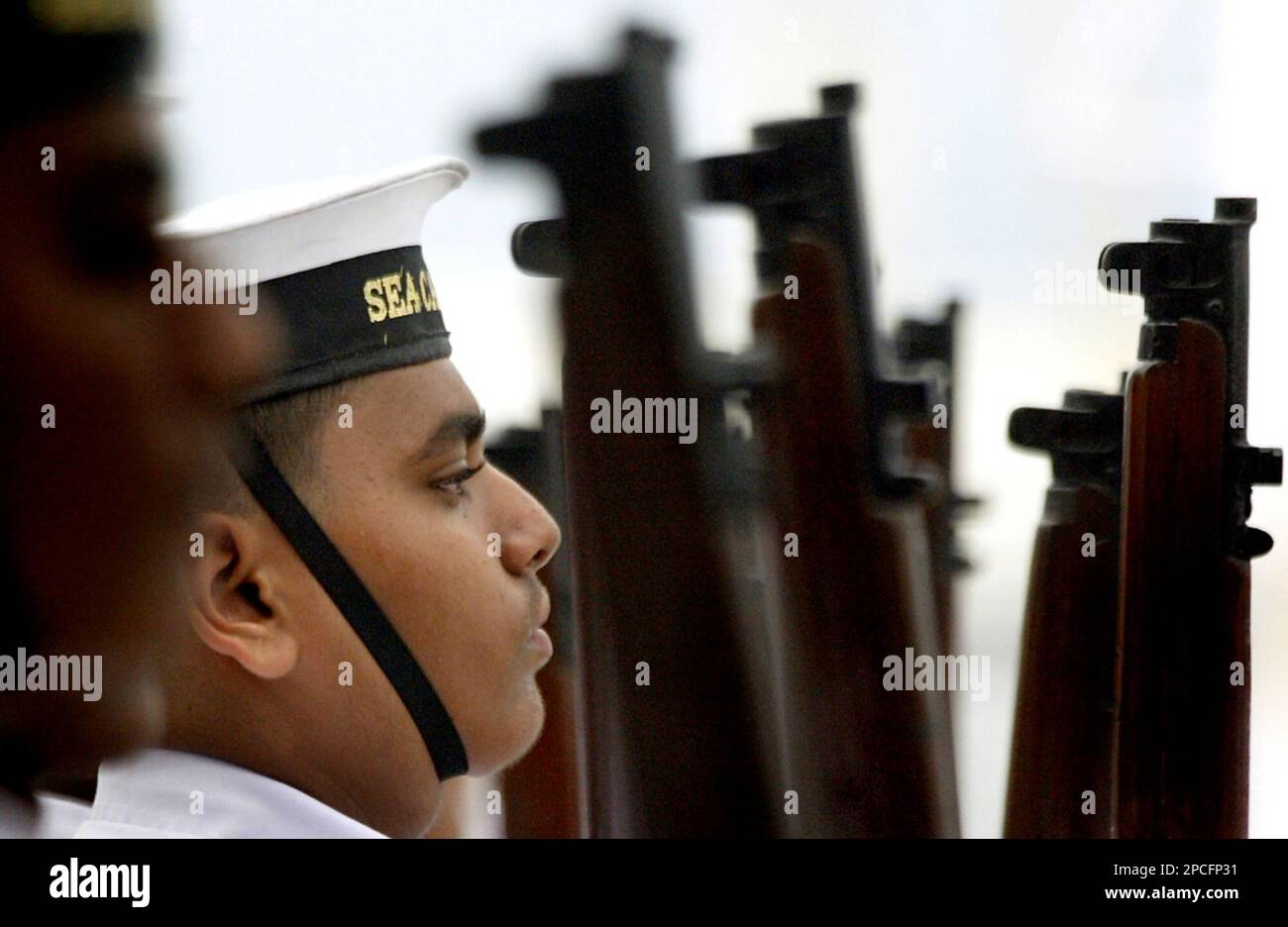 A Cadet of the Indian Sea Cadet Corps (SCC) during a ceremony where ...
