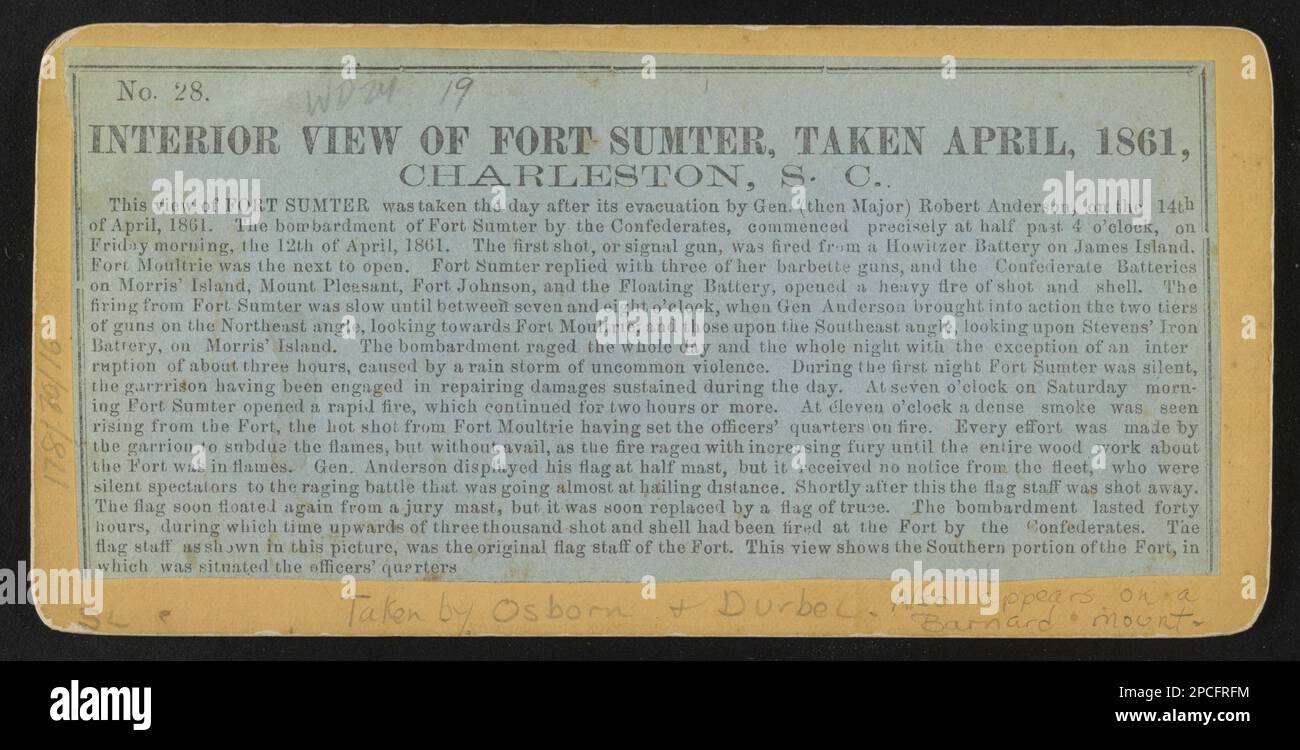 Interior view of Fort Sumter, taken April, 1861, Charleston, South ...