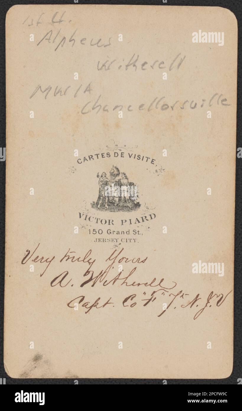 Captain Alpheus Witherell of Co. F, 7th New Jersey Infantry Regiment in ...