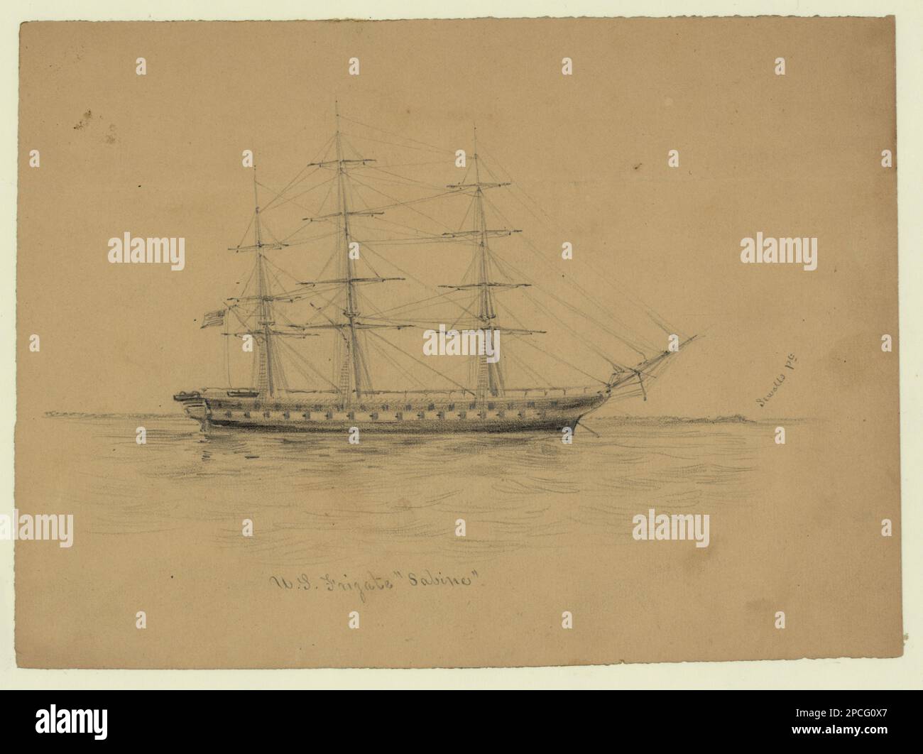 U.S. Frigate "Sabine". Morgan collection of Civil War drawings. Sabine ...
