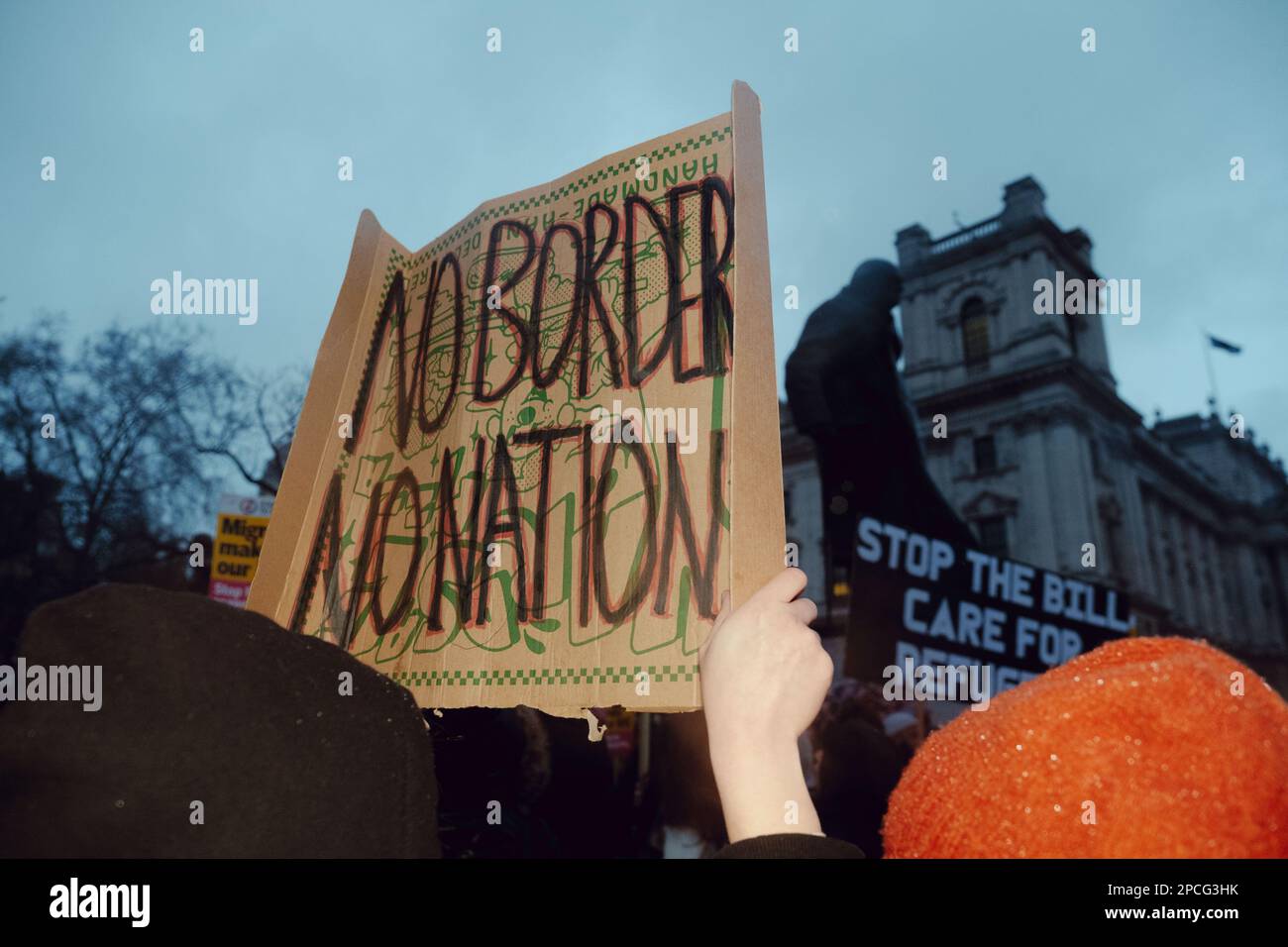 London, UK. 13 MAR 2023. STOP THE BILL REFUGEES WELCOME protest against ...