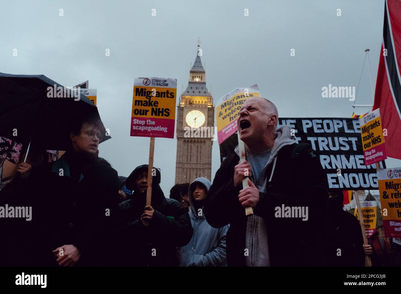 London, UK. 13 MAR 2023. STOP THE BILL REFUGEES WELCOME protest against ...
