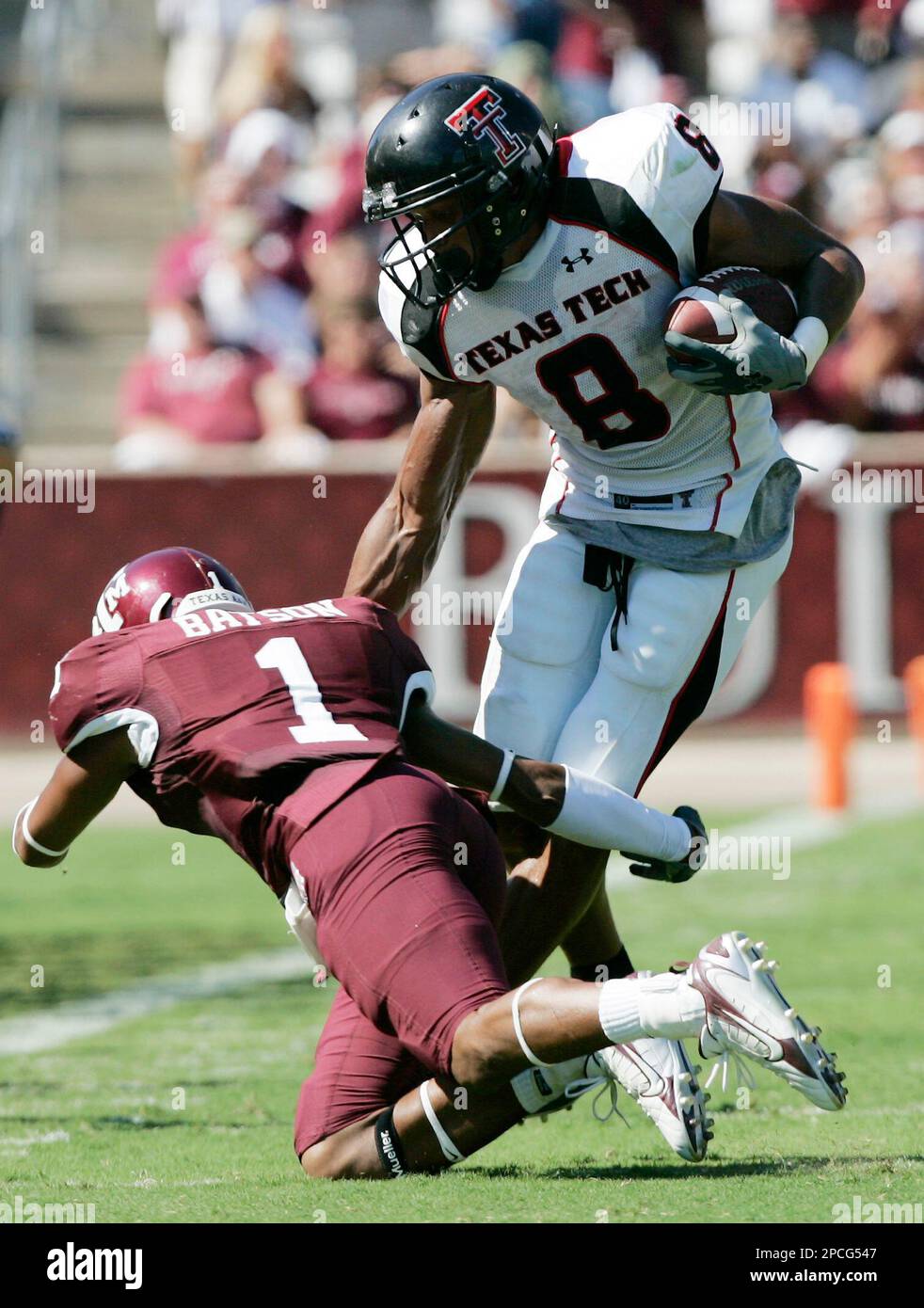 Texas Tech's Joel Filani (8) breaks away from Texas A&M's Johnathan ...