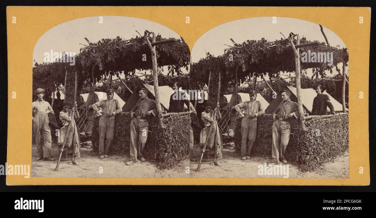 Soldiers from the 134th Illinois Volunteer Infantry in front of tent at ...