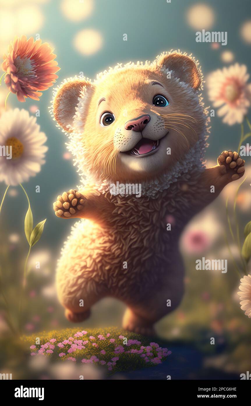 Cartoon lion head smiling happy hi-res stock photography and images - Alamy