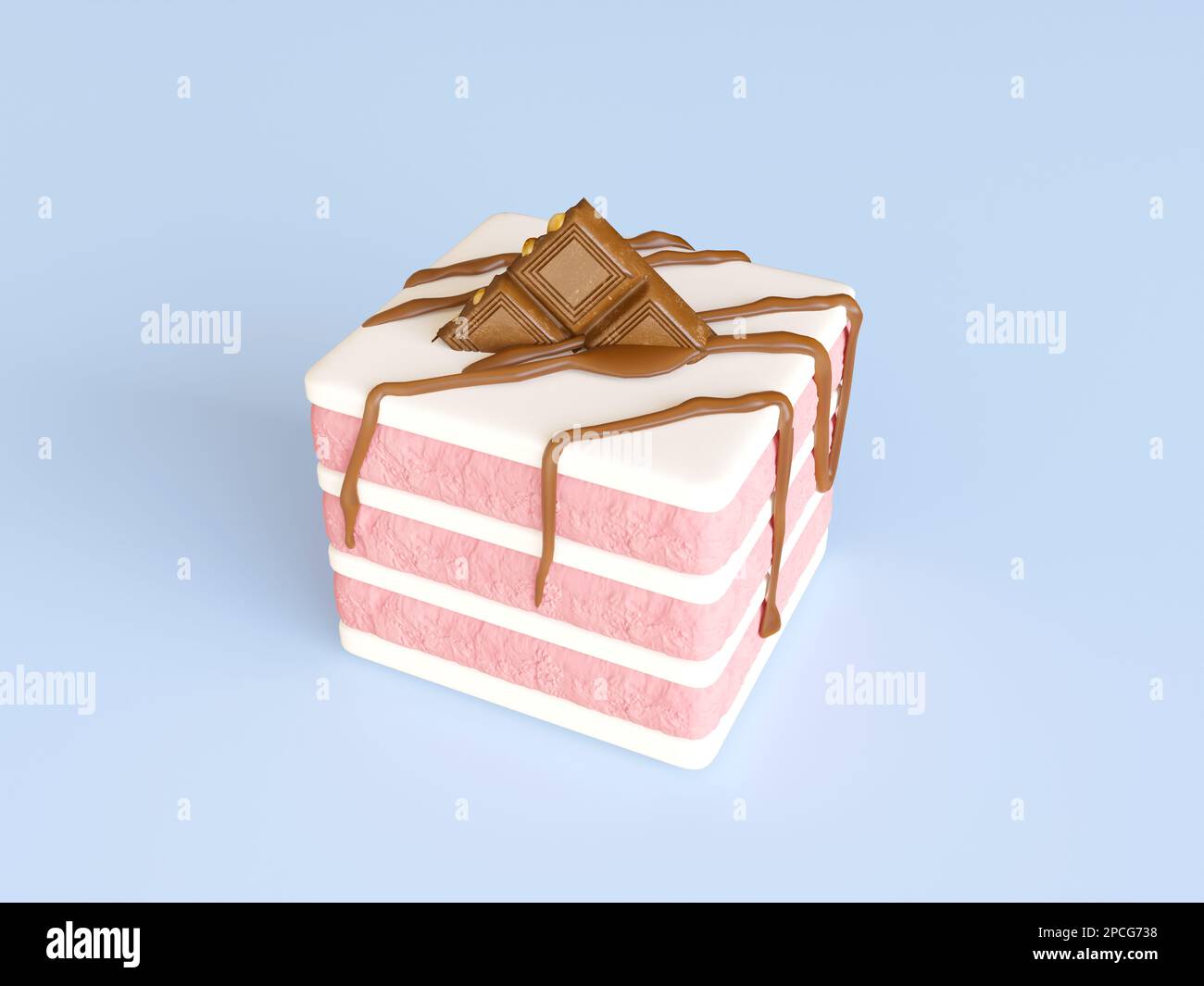 A piece of cake in a cute cartoon style. A slice of cake with ...