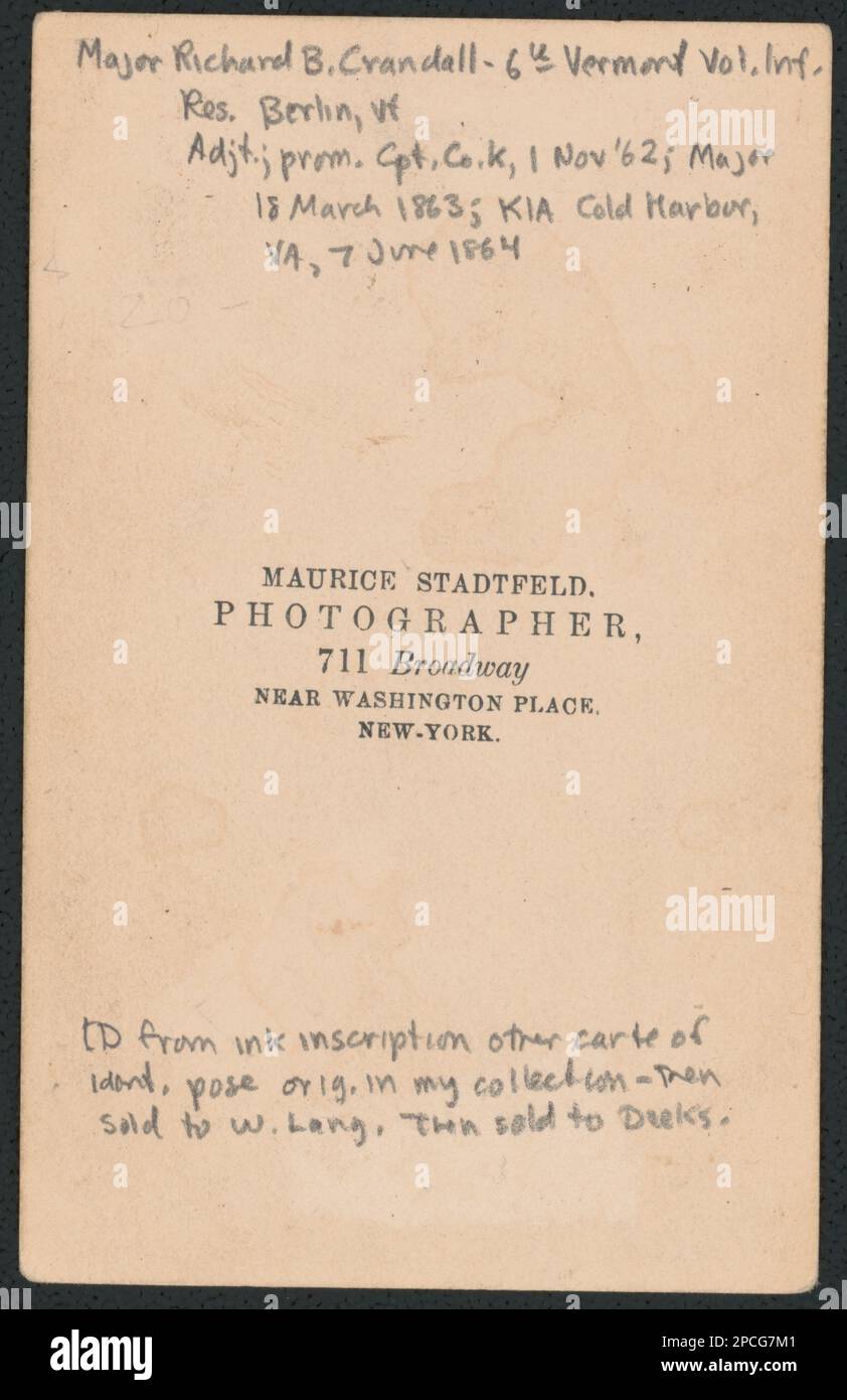 Major Richard Bailey Crandall of Co. K, 6th Vermont Infantry Regiment ...