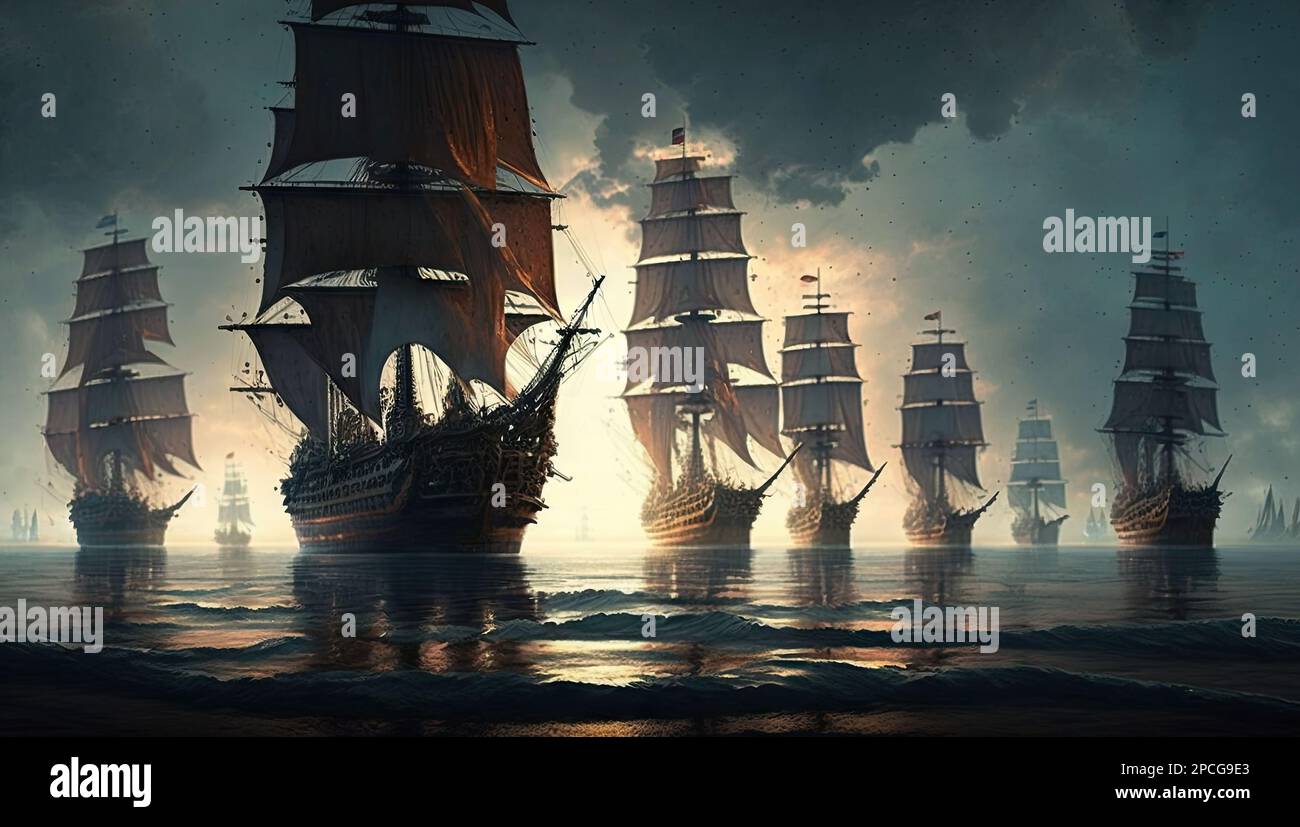 Pirate Ship Battle Paintings