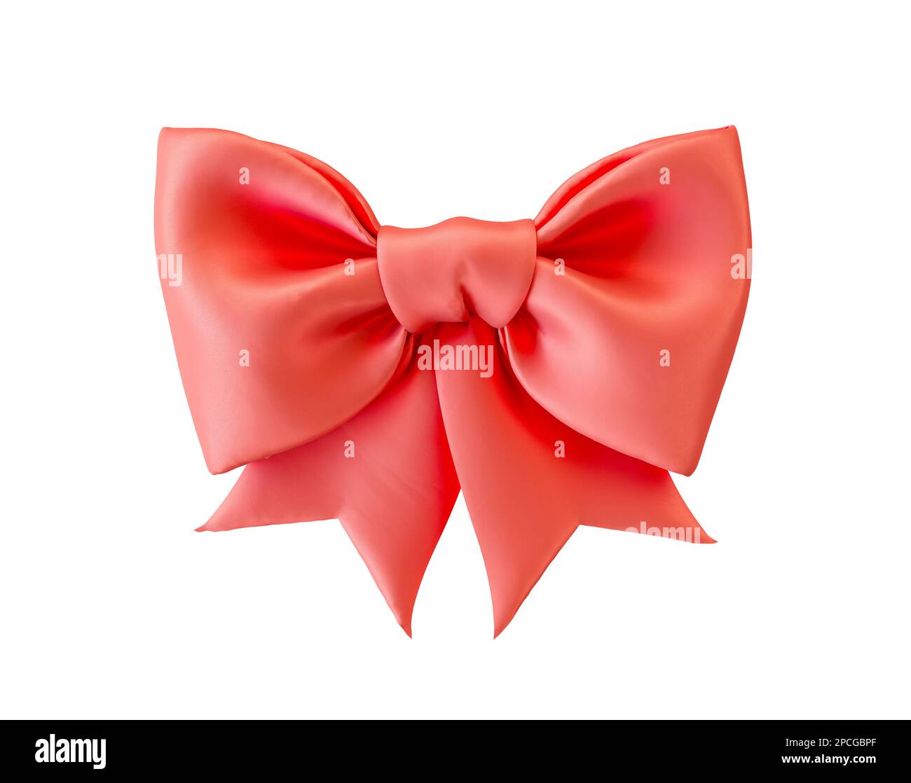 Bright red bow isolated over white background. Satin silk bow realistic ...