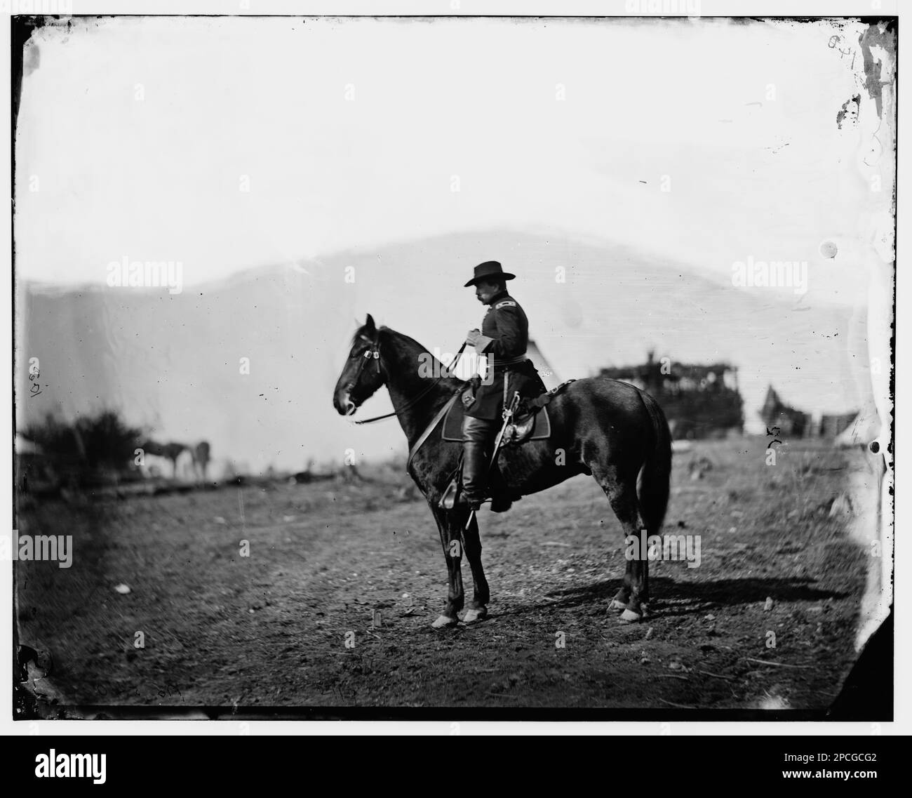 Falmouth, Virginia. General Daniel Butterfield on horseback. Civil war ...