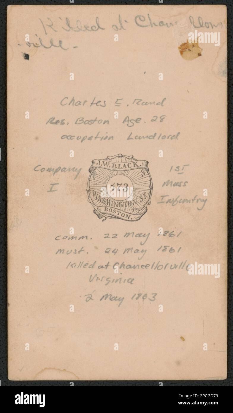 Captain Charles E. Rand of Co. I, 1st Massachusetts Infantry Regiment in uniform / J.W. Black ...