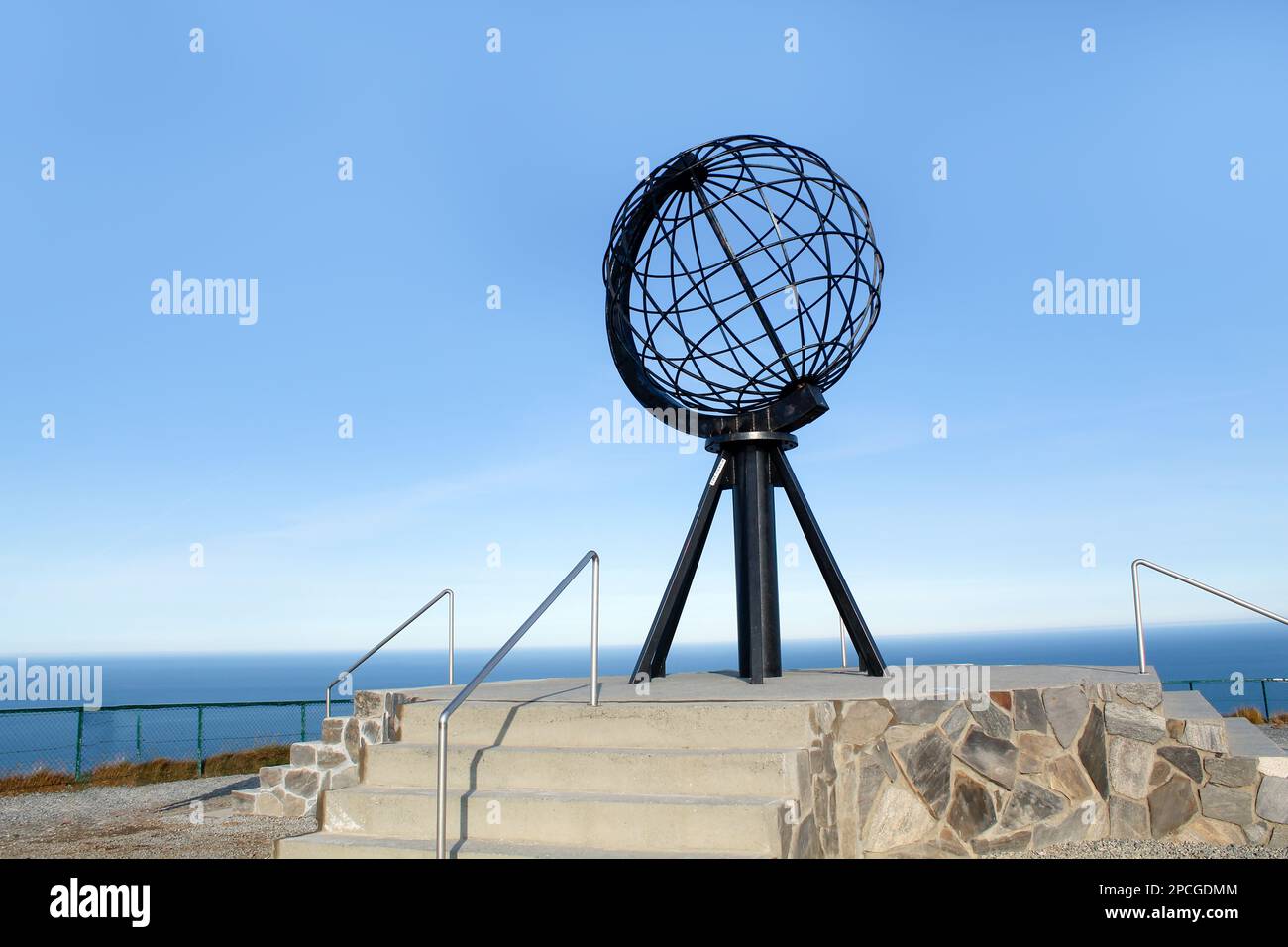 North Cape, Norway - September 25, 2017: Globe monument in North Cape ...