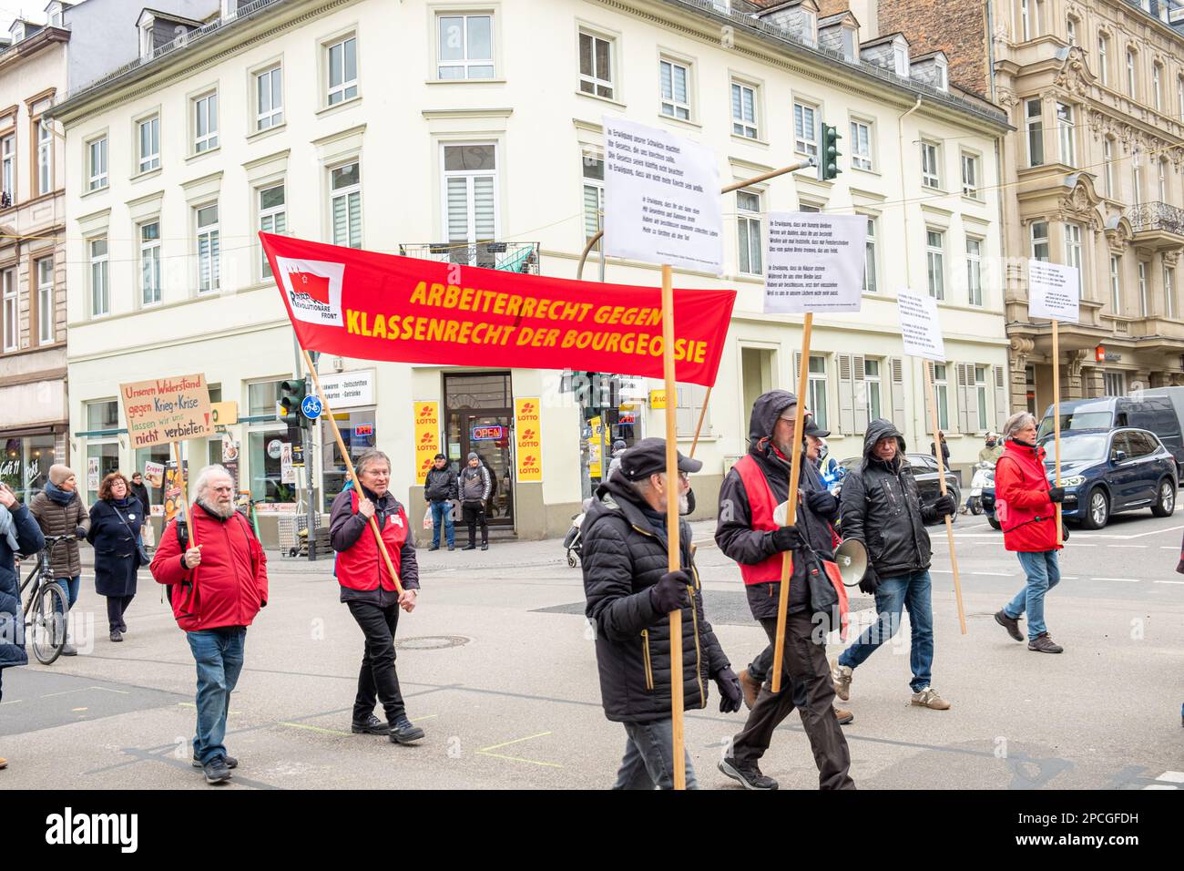Wiesbaden, Germany - March 11, 2023: people demonstrate for change of ... Wiesbaden, Germany - March 11, 2023: people demonstrate for change of ...